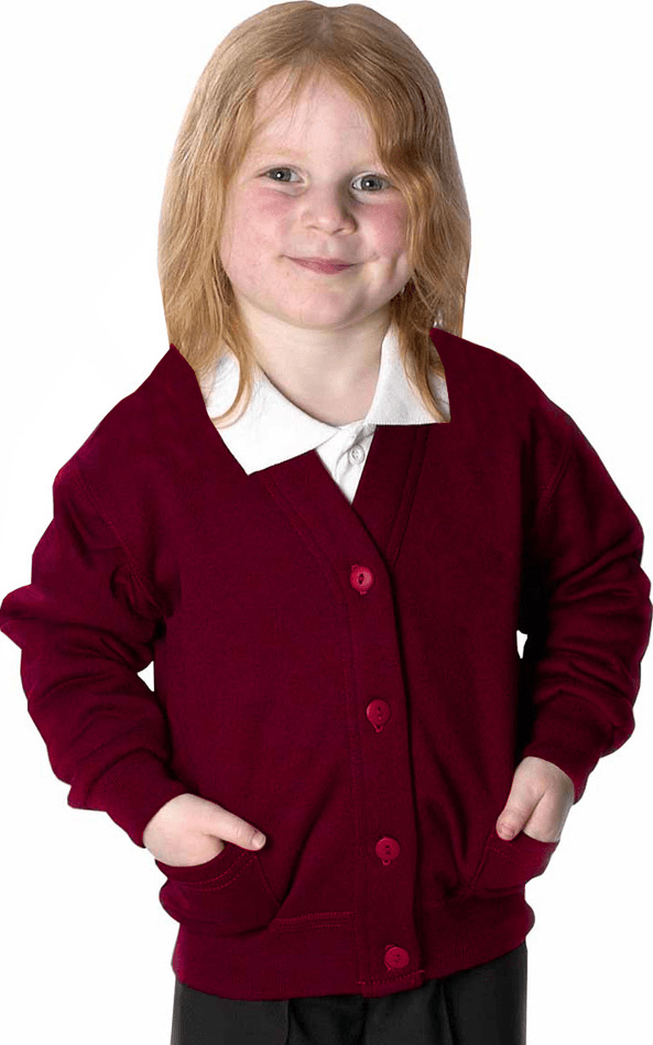 Maroon Sweat Cardigan (without logo) - Victoria 2 Schoolwear
