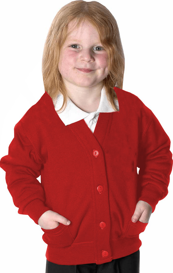 Red Sweat Cardigan (without logo) - Victoria 2 Schoolwear